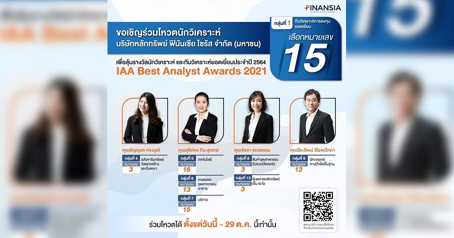 ร่วมโหวต "IAA Best Analyst Awards 2021" ส่งกำลังใจนักวิเคราะห์ "บล. ...