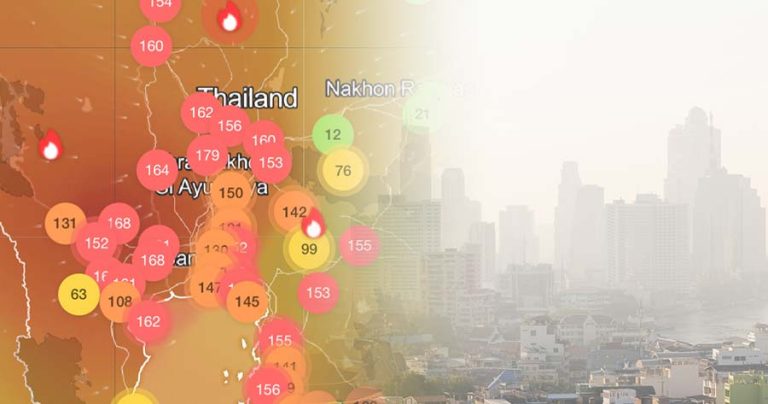 “หลักสี่-ดอนเมือง-บึงกุ่ม” อ่วม! PM2.5 สีแดง ทั่วไทยเกินมาตรฐาน 41 จังหวัด