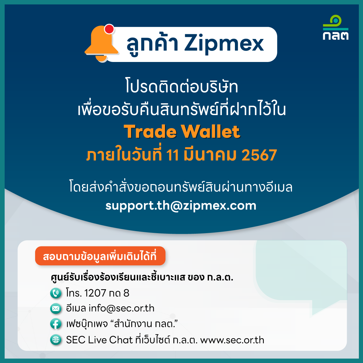 บอร์ดก.ล.ต. ชง "รมว.คลัง" เพิกถอนไลเซ่นส์ “Zipmex” ธุรกิจสินทรัพย์ดิจิทัล