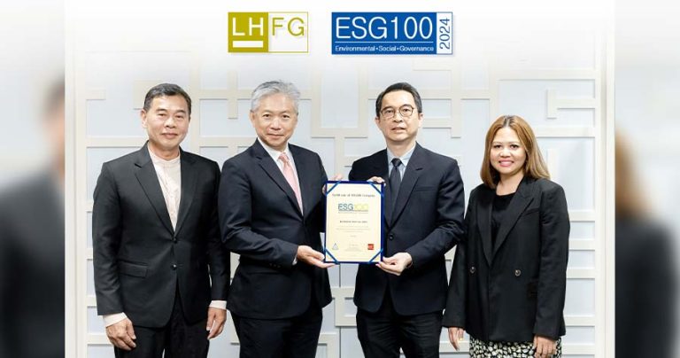 LHFG รับนียบัตร “ESG100” ต่อเนื่อง 9 ปีซ้อน