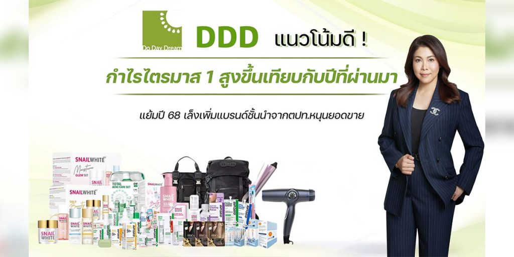 DDD กำไรไตรมาส 1 แตะ 16 ล้านบาท กางแผนปี 68 เพิ่มแบรนด์ชั้นนำหนุนยอดขาย