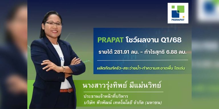 PRAPAT กวาดรายได้ Q1 แตะ 282 ล้าน รับดีมานด์สินค้าครัว